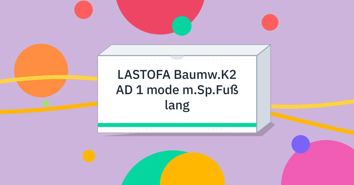 Symbolbild: Packung mit der Aufschrift LASTOFA Baumw.K2 AD 1 mode m.Sp.Fuß lang (PZN 01943821) – Verfügbarkeit und Bezug in Apotheken in Frankfurt am Main