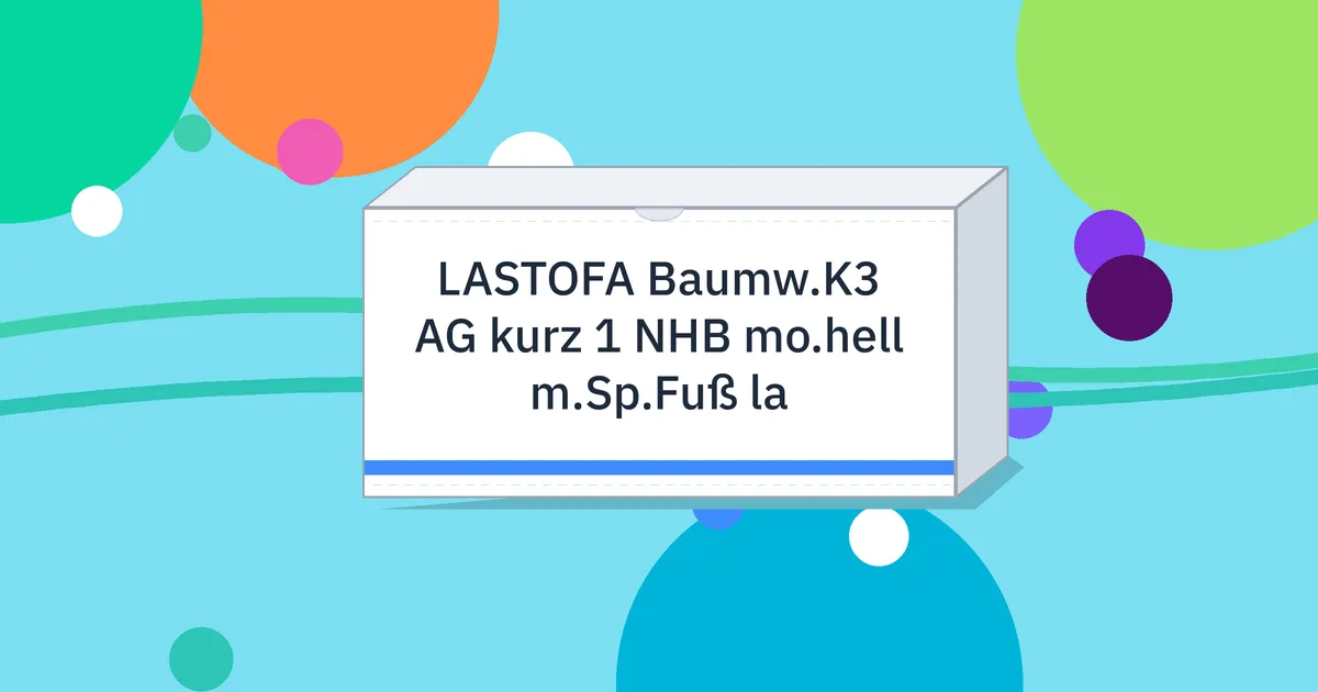 Symbolbild: Packung mit der Aufschrift LASTOFA Baumw.K3 AG kurz 1 NHB mo.hell m.Sp.Fuß la (PZN 01955190) – Verfügbarkeit und Bezug in Apotheken in Frankfurt am Main