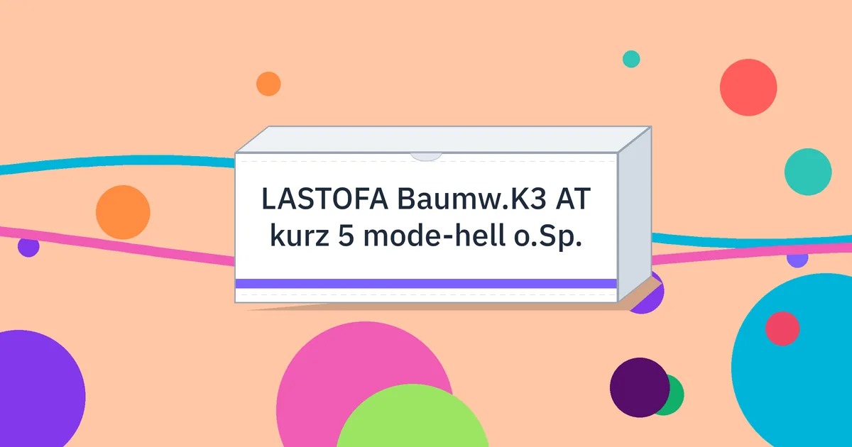 Symbolbild: Packung mit der Aufschrift LASTOFA Baumw.K3 AT kurz 5 mode-hell o.Sp. (PZN 01959288) – Verfügbarkeit und Bezug in Apotheken in Frankfurt am Main