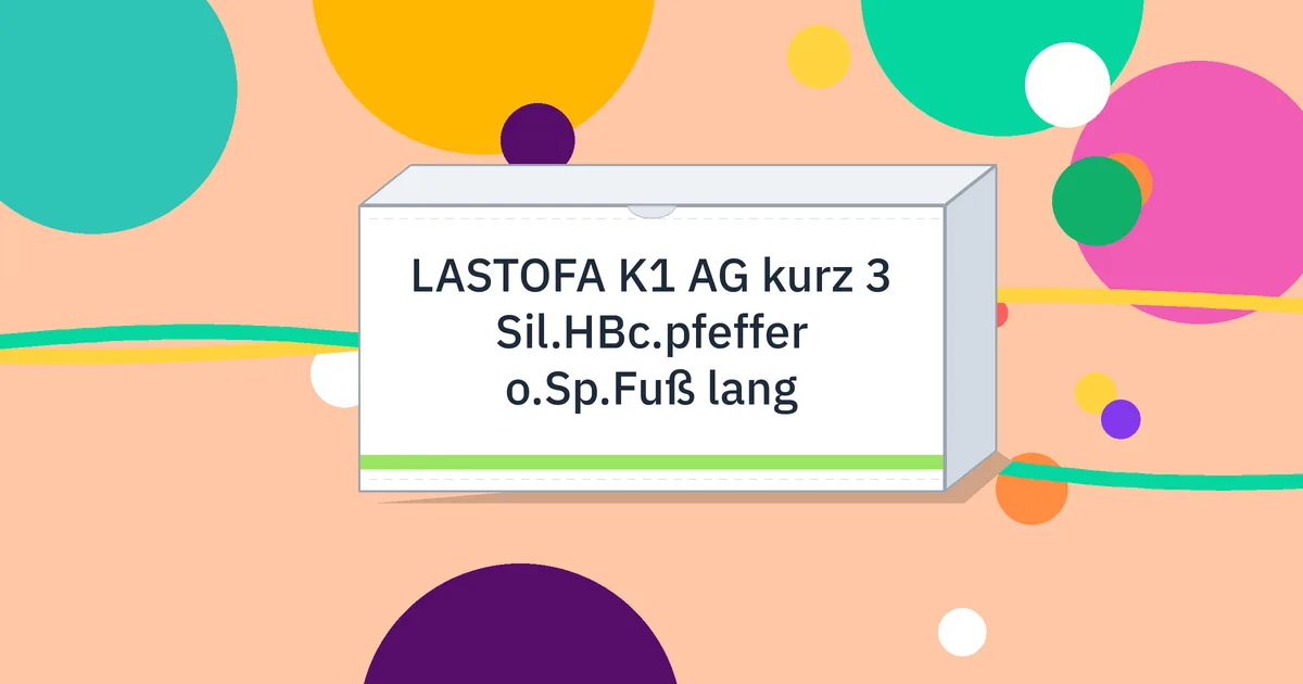 Symbolbild: Packung mit der Aufschrift LASTOFA K1 AG kurz 3 Sil.HBc.pfeffer o.Sp.Fuß lang (PZN 14148396) – Verfügbarkeit und Bezug in Apotheken in Frankfurt am Main