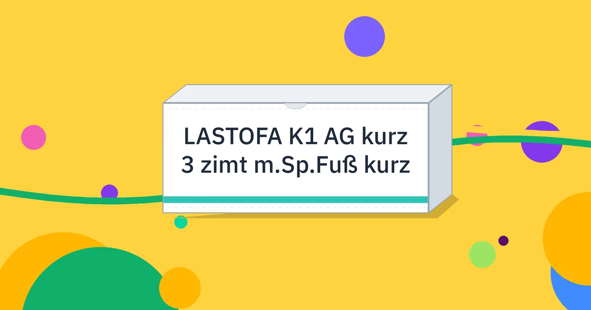 Symbolbild: Packung mit der Aufschrift LASTOFA K1 AG kurz 3 zimt m.Sp.Fuß kurz (PZN 13790860) – Verfügbarkeit und Bezug in Apotheken in Frankfurt am Main