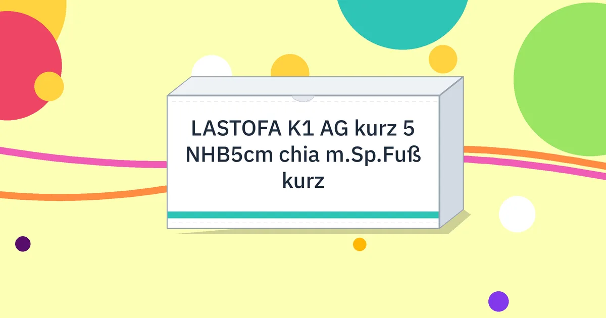 Symbolbild: Packung mit der Aufschrift LASTOFA K1 AG kurz 5 NHB5cm chia m.Sp.Fuß kurz (PZN 13792899) – Verfügbarkeit und Bezug in Apotheken in Frankfurt am Main