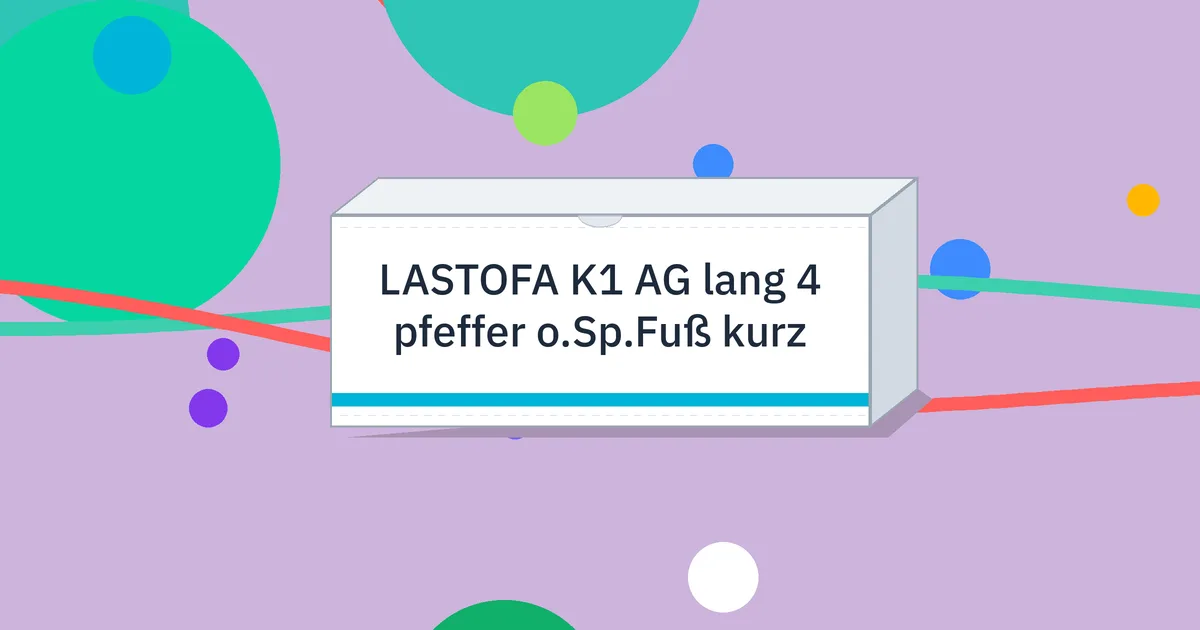 Symbolbild: Packung mit der Aufschrift LASTOFA K1 AG lang 4 pfeffer o.Sp.Fuß kurz (PZN 13792623) – Verfügbarkeit und Bezug in Apotheken in Frankfurt am Main
