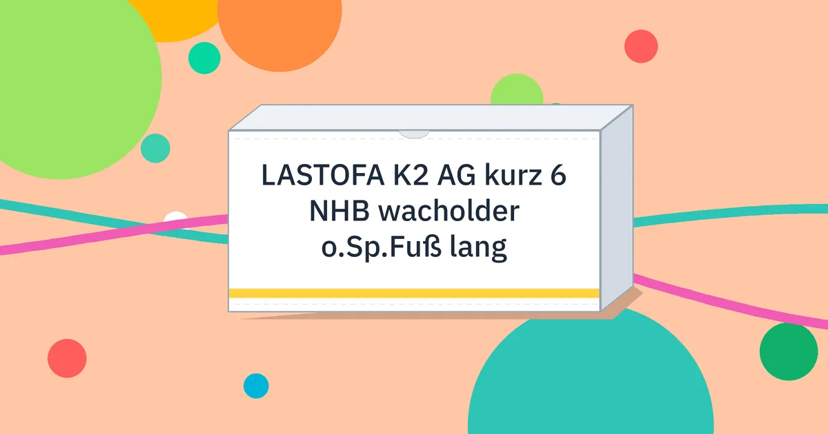 Symbolbild: Packung mit der Aufschrift LASTOFA K2 AG kurz 6 NHB wacholder o.Sp.Fuß lang (PZN 14150482) – Verfügbarkeit und Bezug in Apotheken in Frankfurt am Main