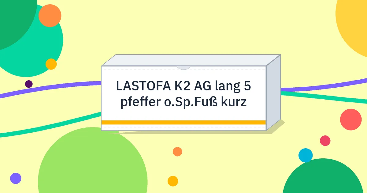 Symbolbild: Packung mit der Aufschrift LASTOFA K2 AG lang 5 pfeffer o.Sp.Fuß kurz (PZN 13806928) – Verfügbarkeit und Bezug in Apotheken in Frankfurt am Main