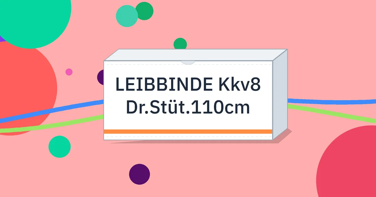 Symbolbild: Packung mit der Aufschrift LEIBBINDE Kkv8 Dr.Stüt.110cm (PZN 01732314) – Verfügbarkeit und Bezug in Apotheken in Frankfurt am Main