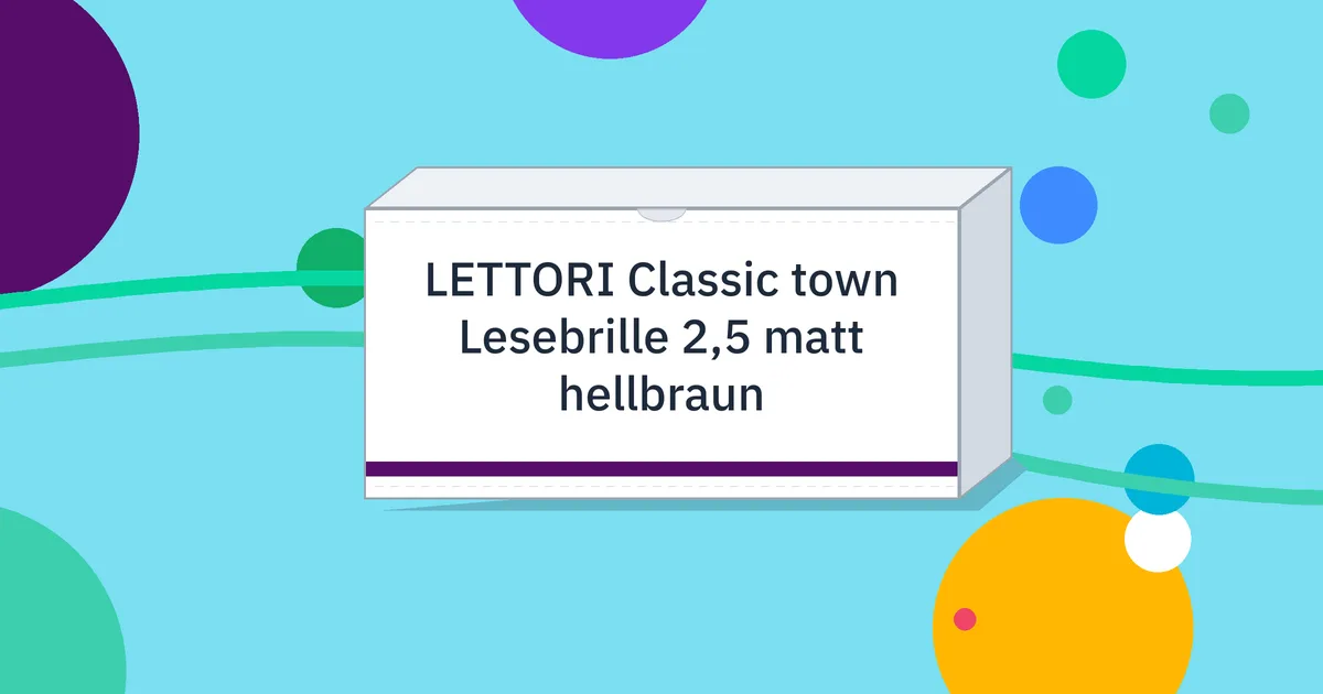 Symbolbild: Packung mit der Aufschrift LETTORI Classic town Lesebrille 2,5 matt hellbraun (PZN 11057606) – Verfügbarkeit und Bezug in Apotheken in Frankfurt am Main