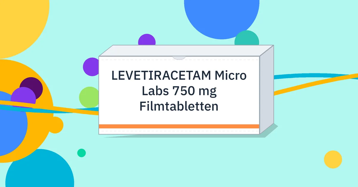 Symbolbild: Packung mit der Aufschrift LEVETIRACETAM Micro Labs 750 mg Filmtabletten (PZN 17819365) – Verfügbarkeit und Bezug in Apotheken in Frankfurt am Main