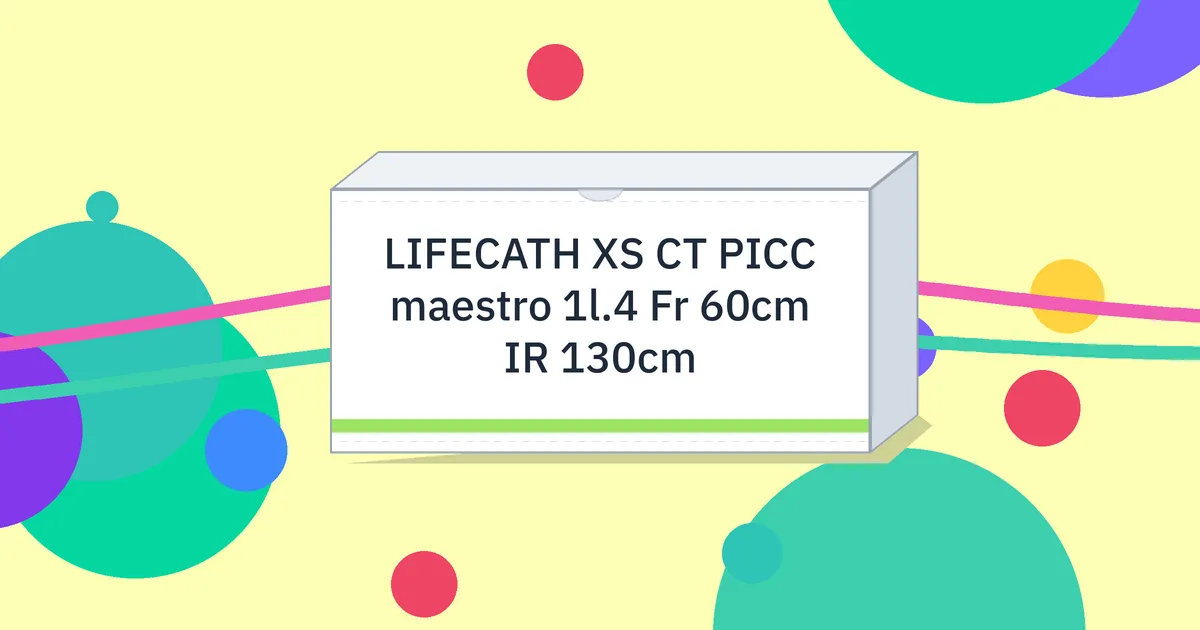 Symbolbild: Packung mit der Aufschrift LIFECATH XS CT PICC maestro 1l.4 Fr 60cm IR 130cm (PZN 19128062) – Verfügbarkeit und Bezug in Apotheken in Frankfurt am Main