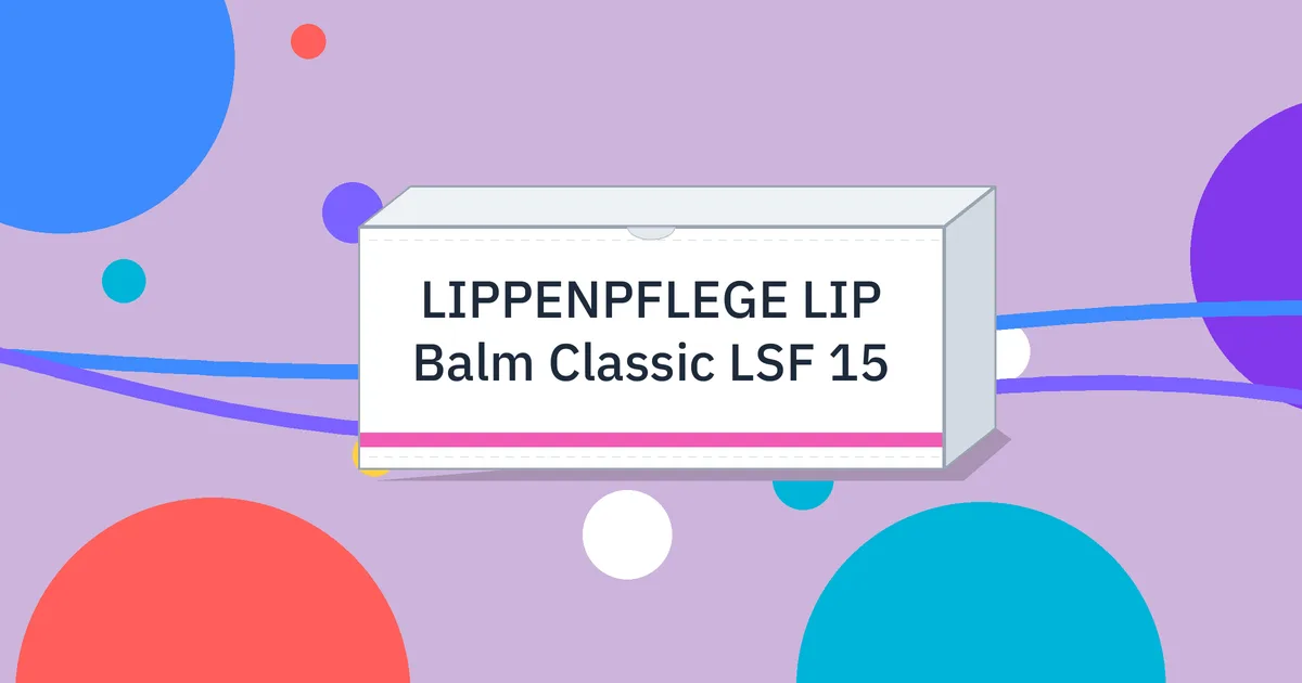 Symbolbild: Packung mit der Aufschrift LIPPENPFLEGE LIP Balm Classic LSF 15 (PZN 07565202) – Verfügbarkeit und Bezug in Apotheken in Frankfurt am Main