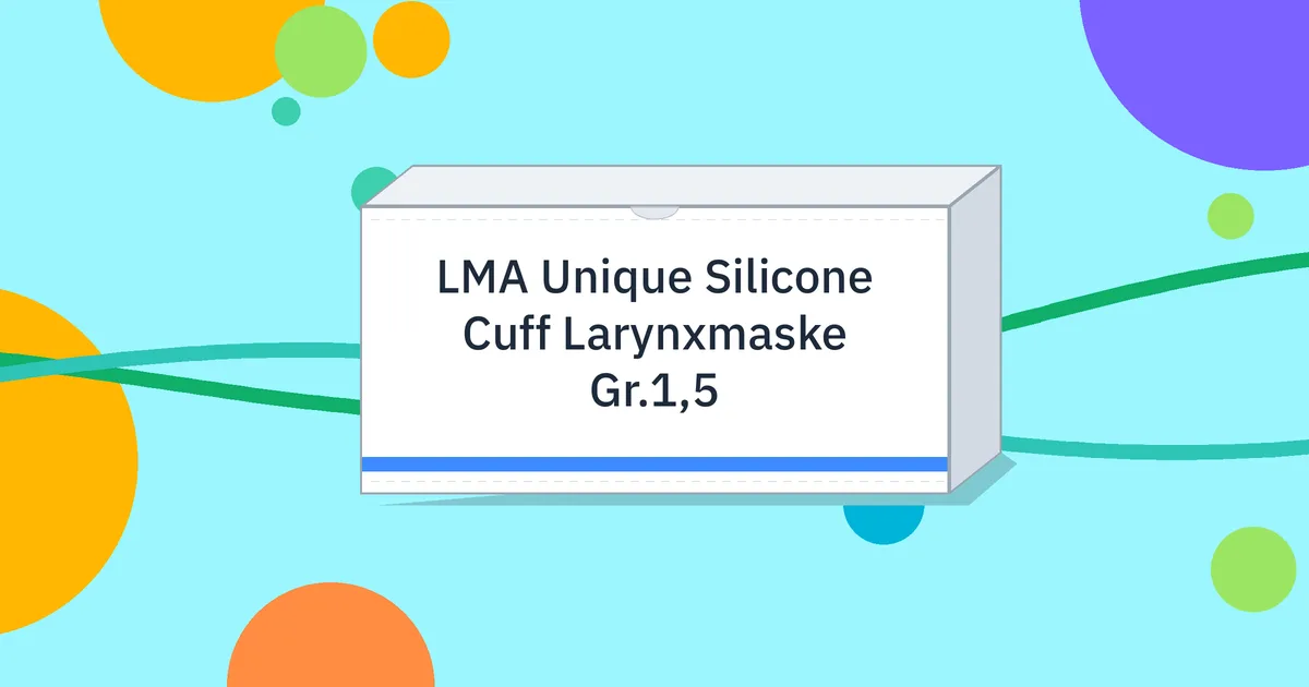 Symbolbild: Packung mit der Aufschrift LMA Unique Silicone Cuff Larynxmaske Gr.1,5 (PZN 12410594) – Verfügbarkeit und Bezug in Apotheken in Frankfurt am Main