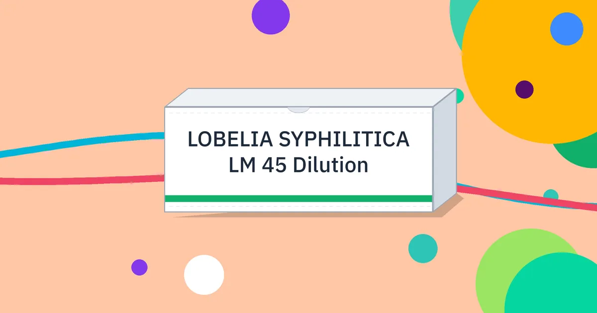 Symbolbild: Packung mit der Aufschrift LOBELIA SYPHILITICA LM 45 Dilution (PZN 13535027) – Verfügbarkeit und Bezug in Apotheken in Frankfurt am Main
