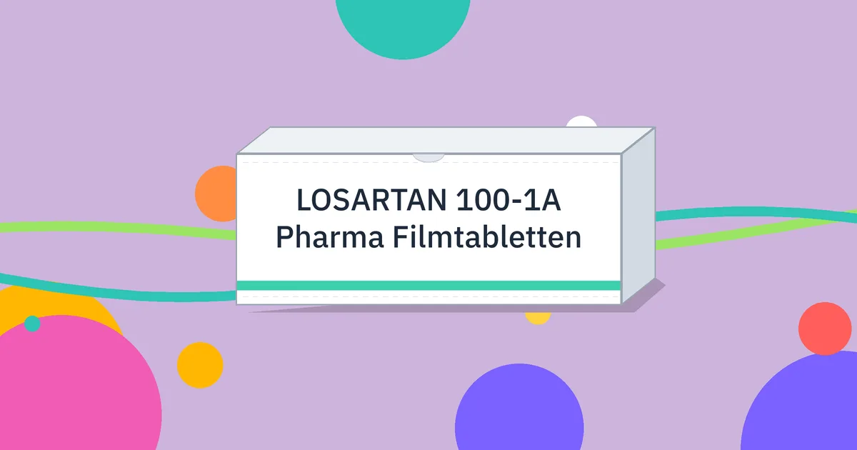Symbolbild: Packung mit der Aufschrift LOSARTAN 100-1A Pharma Filmtabletten (PZN 05369112) – Verfügbarkeit und Bezug in Apotheken in Frankfurt am Main