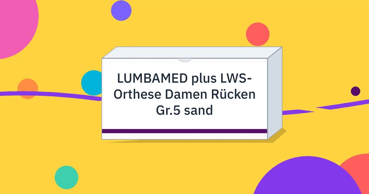Symbolbild: Packung mit der Aufschrift LUMBAMED plus LWS-Orthese Damen Rücken Gr.5 sand (PZN 18827763) – Verfügbarkeit und Bezug in Apotheken in Frankfurt am Main