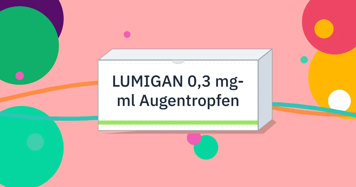Symbolbild: Packung mit der Aufschrift LUMIGAN 0,3 mg-ml Augentropfen (PZN 14215916) – Verfügbarkeit und Bezug in Apotheken in Frankfurt am Main