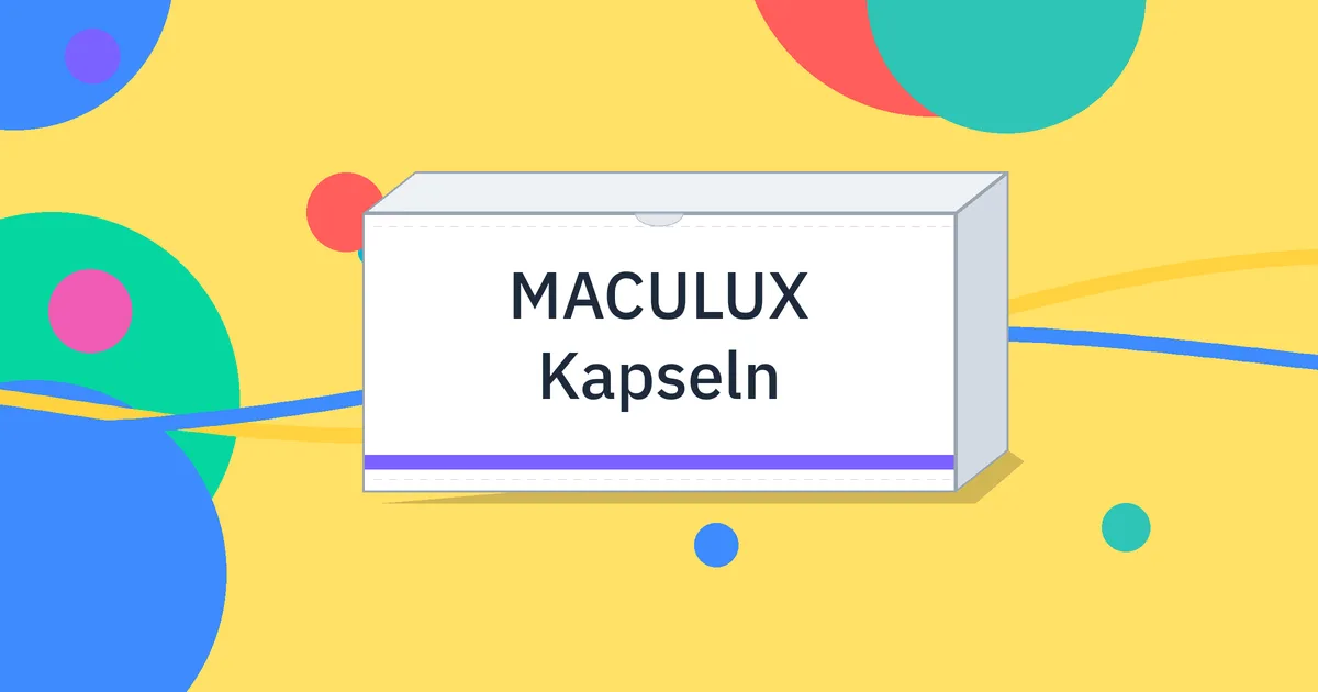 Symbolbild: Packung mit der Aufschrift MACULUX Kapseln (PZN 16688010) – Verfügbarkeit und Bezug in Apotheken in Frankfurt am Main