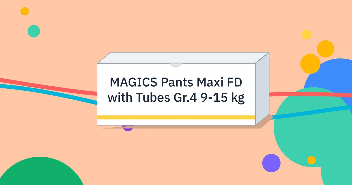 Symbolbild: Packung mit der Aufschrift MAGICS Pants Maxi FD with Tubes Gr.4 9-15 kg (PZN 20168262) – Verfügbarkeit und Bezug in Apotheken in Frankfurt am Main