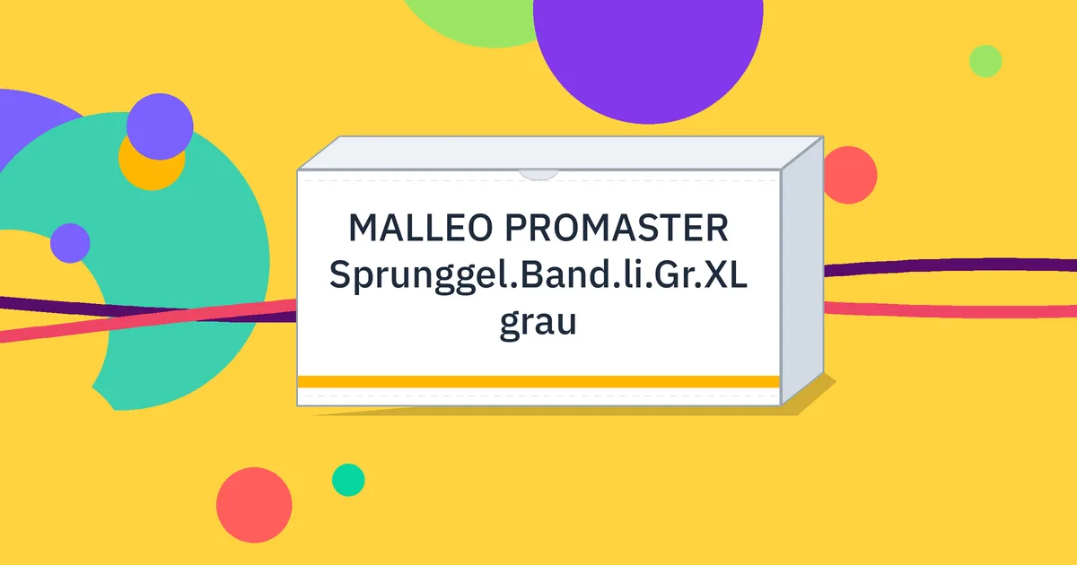 Symbolbild: Packung mit der Aufschrift MALLEO PROMASTER Sprunggel.Band.li.Gr.XL grau (PZN 10927169) – Verfügbarkeit und Bezug in Apotheken in Frankfurt am Main