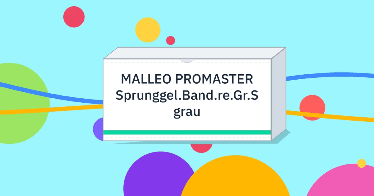 Symbolbild: Packung mit der Aufschrift MALLEO PROMASTER Sprunggel.Band.re.Gr.S grau (PZN 10927086) – Verfügbarkeit und Bezug in Apotheken in Frankfurt am Main