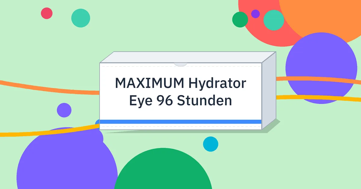 Symbolbild: Packung mit der Aufschrift MAXIMUM Hydrator Eye 96 Stunden (PZN 18896132) – Verfügbarkeit und Bezug in Apotheken in Frankfurt am Main