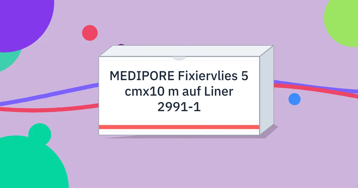 Symbolbild: Packung mit der Aufschrift MEDIPORE Fixiervlies 5 cmx10 m auf Liner 2991-1 (PZN 20129629) – Verfügbarkeit und Bezug in Apotheken in Frankfurt am Main