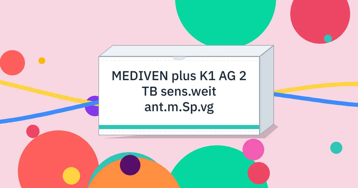 Symbolbild: Packung mit der Aufschrift MEDIVEN plus K1 AG 2 TB sens.weit ant.m.Sp.vg (PZN 15064916) – Verfügbarkeit und Bezug in Apotheken in Frankfurt am Main