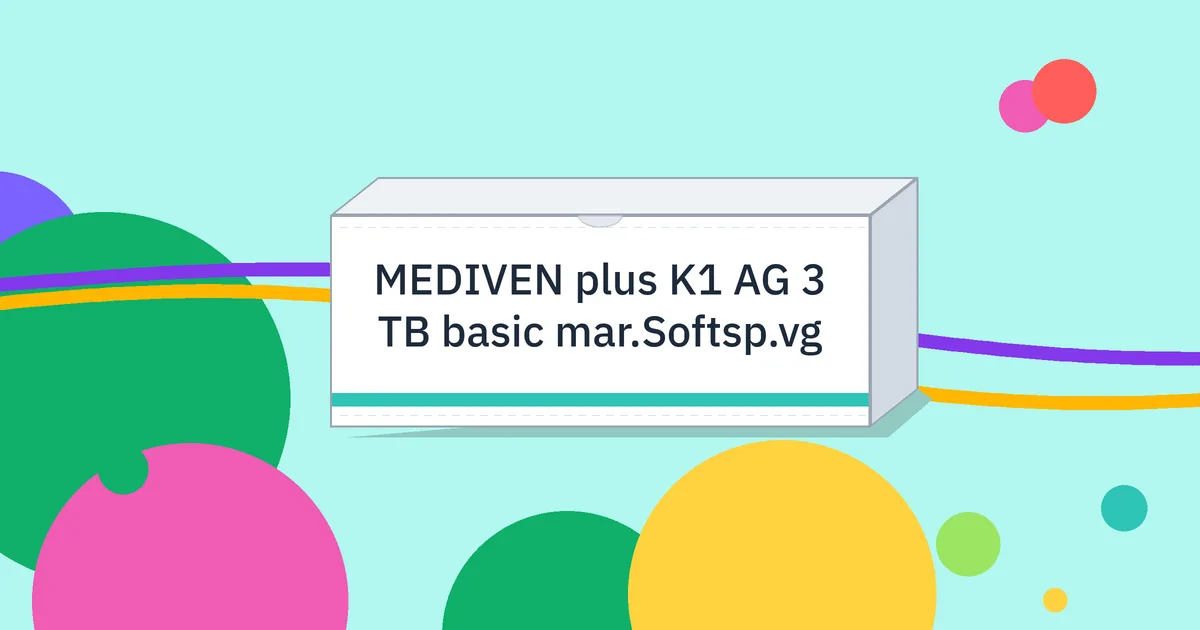 Symbolbild: Packung mit der Aufschrift MEDIVEN plus K1 AG 3 TB basic mar.Softsp.vg (PZN 15056868) – Verfügbarkeit und Bezug in Apotheken in Frankfurt am Main