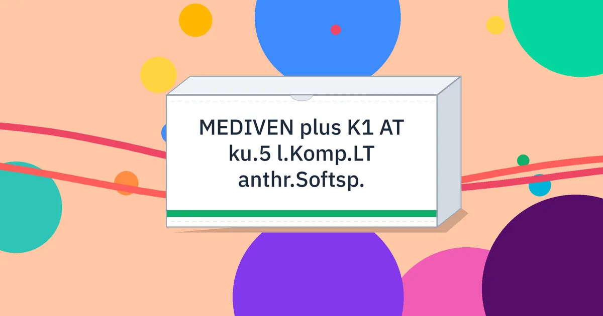 Symbolbild: Packung mit der Aufschrift MEDIVEN plus K1 AT ku.5 l.Komp.LT anthr.Softsp. (PZN 15028949) – Verfügbarkeit und Bezug in Apotheken in Frankfurt am Main