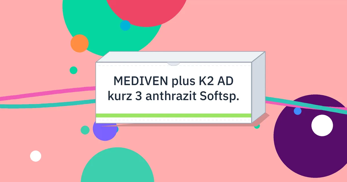 Symbolbild: Packung mit der Aufschrift MEDIVEN plus K2 AD kurz 3 anthrazit Softsp. (PZN 15096690) – Verfügbarkeit und Bezug in Apotheken in Frankfurt am Main