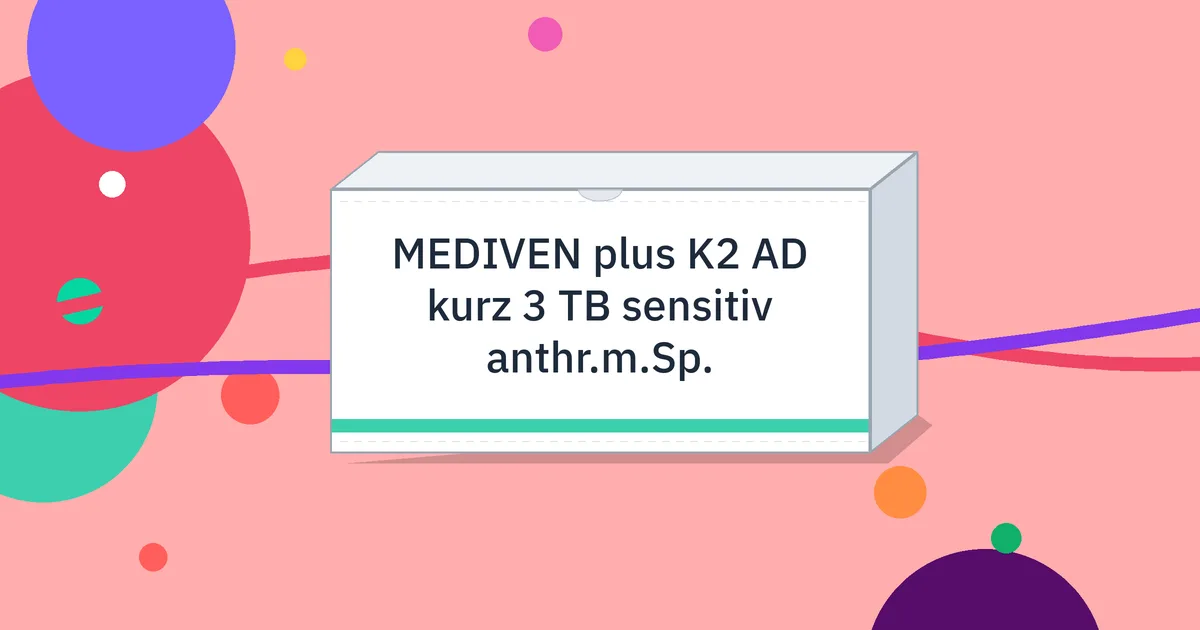 Symbolbild: Packung mit der Aufschrift MEDIVEN plus K2 AD kurz 3 TB sensitiv anthr.m.Sp. (PZN 15105911) – Verfügbarkeit und Bezug in Apotheken in Frankfurt am Main