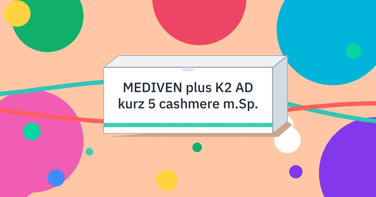 Symbolbild: Packung mit der Aufschrift MEDIVEN plus K2 AD kurz 5 cashmere m.Sp. (PZN 15096862) – Verfügbarkeit und Bezug in Apotheken in Frankfurt am Main