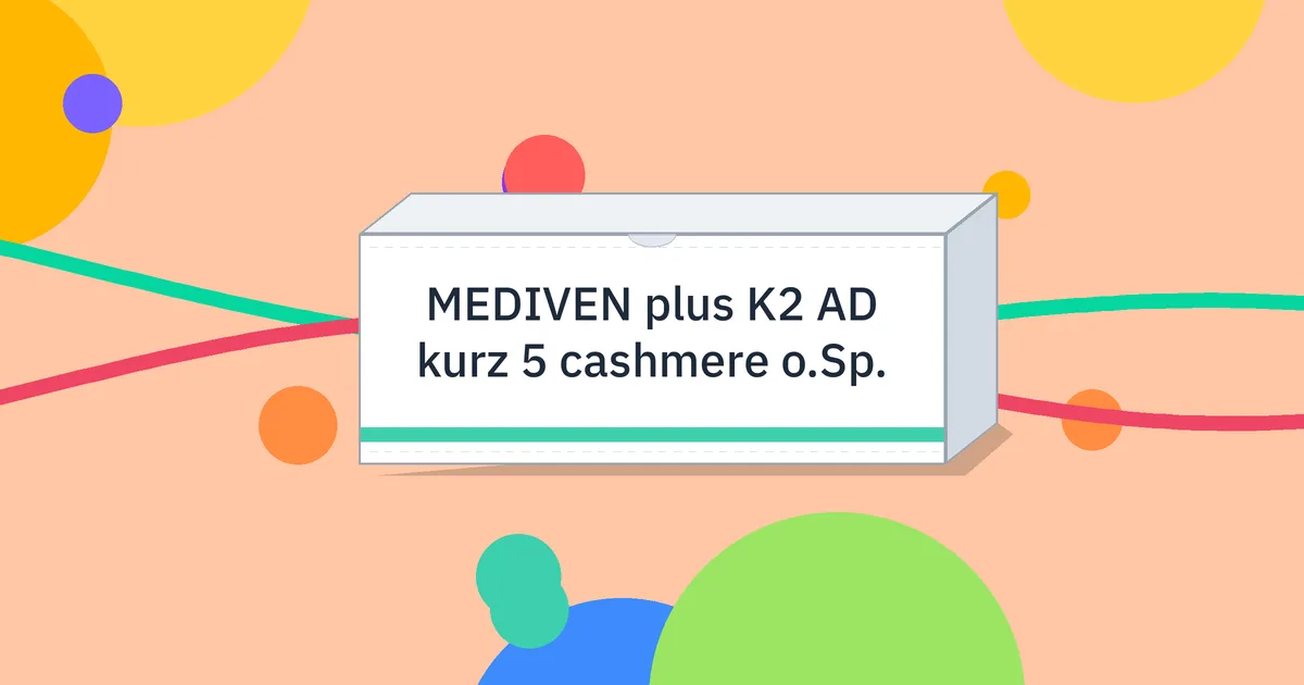Symbolbild: Packung mit der Aufschrift MEDIVEN plus K2 AD kurz 5 cashmere o.Sp. (PZN 15096796) – Verfügbarkeit und Bezug in Apotheken in Frankfurt am Main