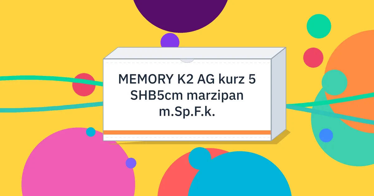 Symbolbild: Packung mit der Aufschrift MEMORY K2 AG kurz 5 SHB5cm marzipan m.Sp.F.k. (PZN 09624937) – Verfügbarkeit und Bezug in Apotheken in Frankfurt am Main