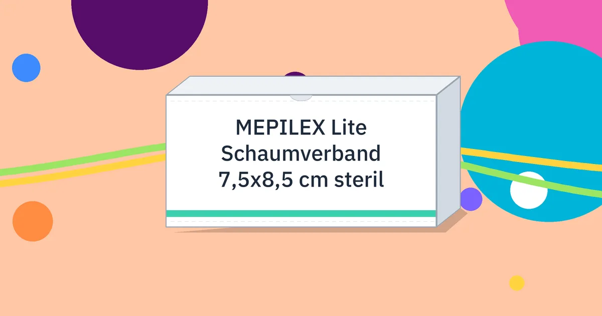 Symbolbild: Packung mit der Aufschrift MEPILEX Lite Schaumverband 7,5x8,5 cm steril (PZN 10264214) – Verfügbarkeit und Bezug in Apotheken in Frankfurt am Main