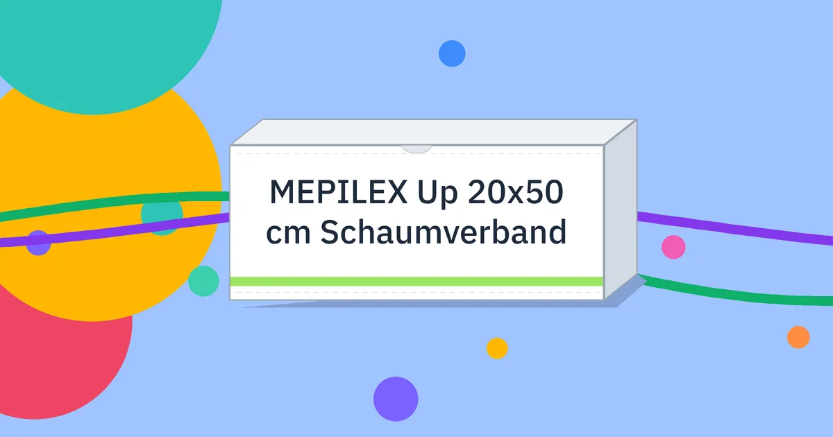 Symbolbild: Packung mit der Aufschrift MEPILEX Up 20x50 cm Schaumverband (PZN 18781877) – Verfügbarkeit und Bezug in Apotheken in Frankfurt am Main