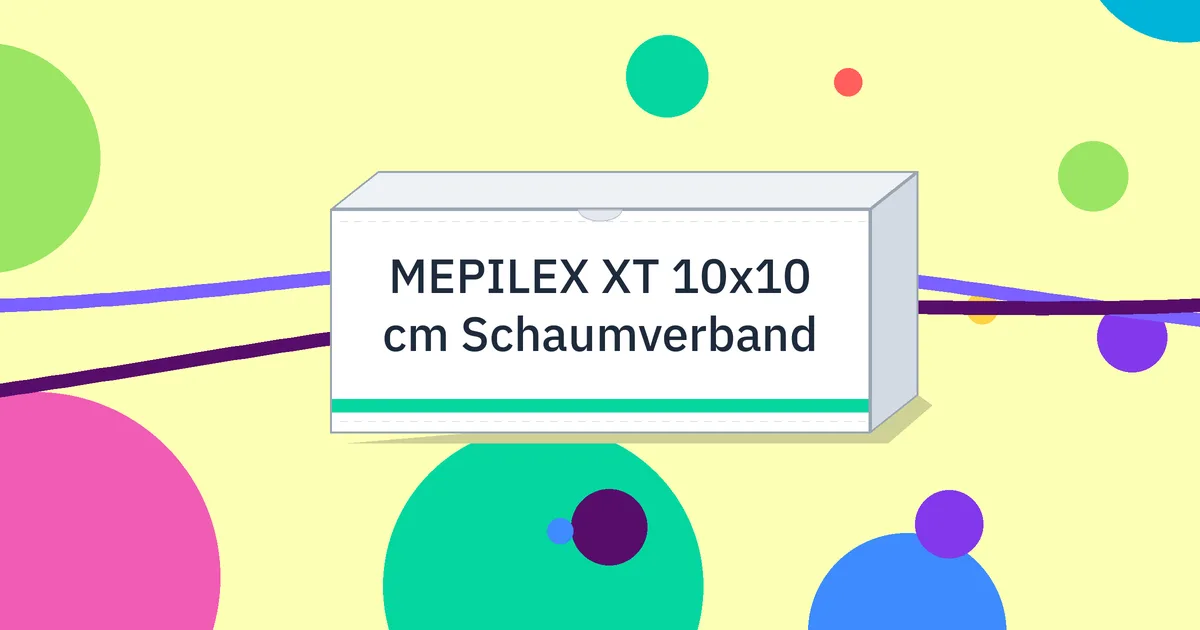 Symbolbild: Packung mit der Aufschrift MEPILEX XT 10x10 cm Schaumverband (PZN 13580826) – Verfügbarkeit und Bezug in Apotheken in Frankfurt am Main