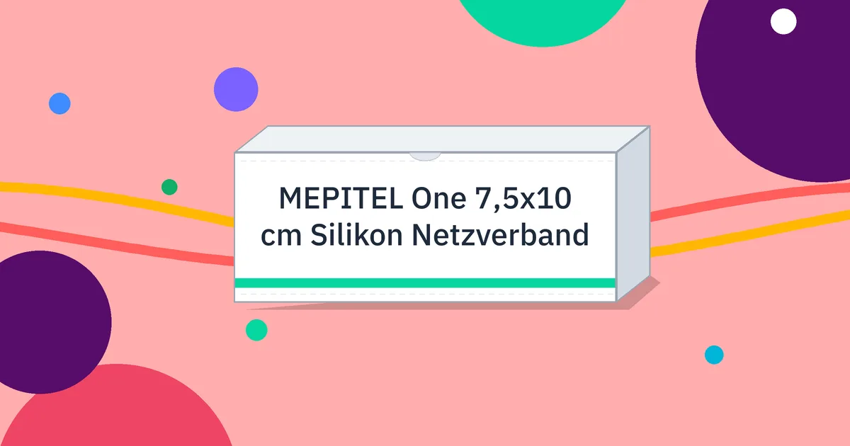 Symbolbild: Packung mit der Aufschrift MEPITEL One 7,5x10 cm Silikon Netzverband (PZN 18052279) – Verfügbarkeit und Bezug in Apotheken in Frankfurt am Main