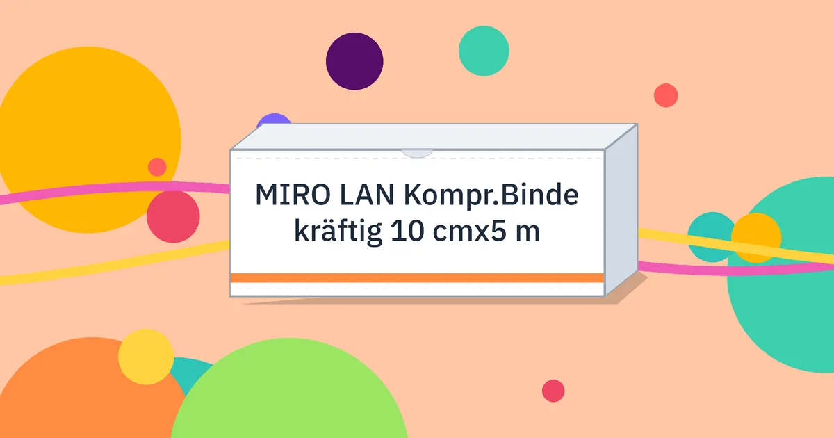 Symbolbild: Packung mit der Aufschrift MIRO LAN Kompr.Binde kräftig 10 cmx5 m (PZN 06854192) – Verfügbarkeit und Bezug in Apotheken in Frankfurt am Main