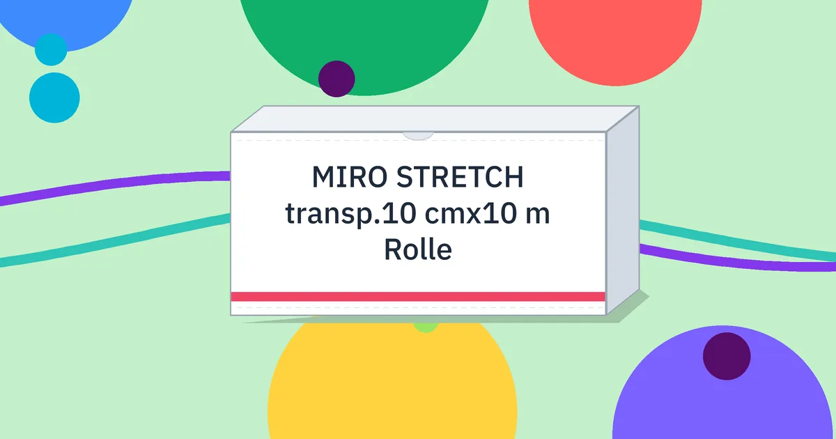 Symbolbild: Packung mit der Aufschrift MIRO STRETCH transp.10 cmx10 m Rolle (PZN 02181106) – Verfügbarkeit und Bezug in Apotheken in Frankfurt am Main