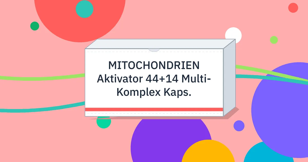 Symbolbild: Packung mit der Aufschrift MITOCHONDRIEN Aktivator 44+14 Multi-Komplex Kaps. (PZN 19205006) – Verfügbarkeit und Bezug in Apotheken in Frankfurt am Main
