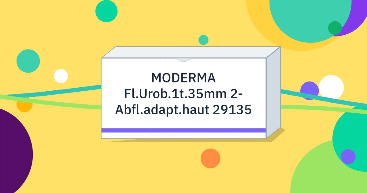 Symbolbild: Packung mit der Aufschrift MODERMA Fl.Urob.1t.35mm 2-Abfl.adapt.haut 29135 (PZN 02041196) – Verfügbarkeit und Bezug in Apotheken in Frankfurt am Main