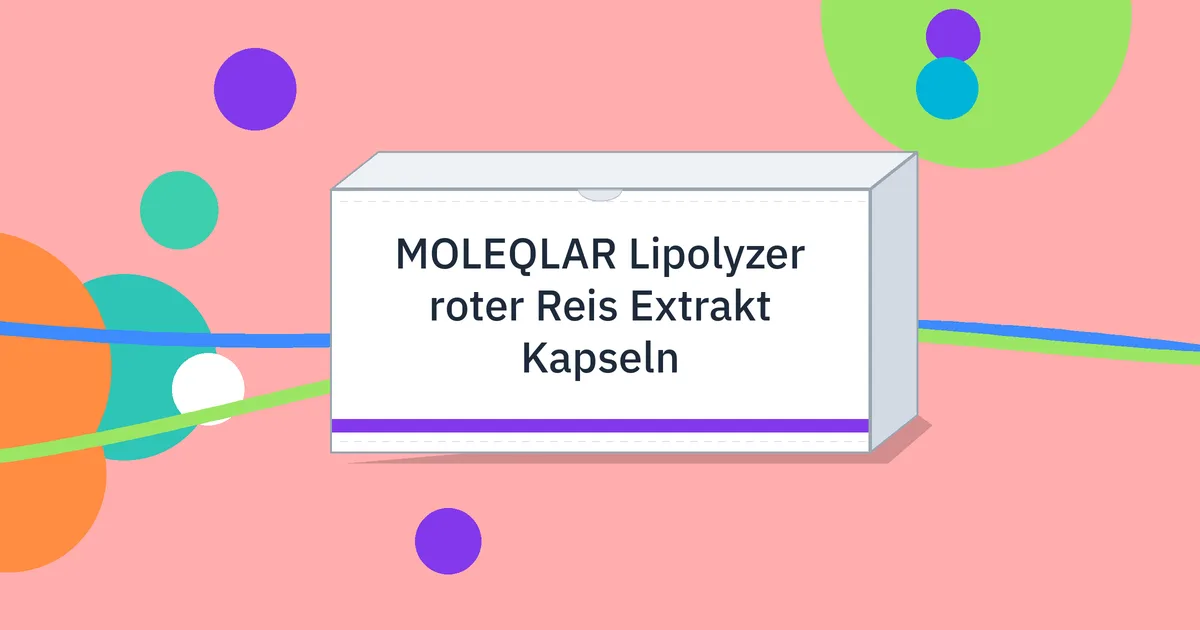 Symbolbild: Packung mit der Aufschrift MOLEQLAR Lipolyzer roter Reis Extrakt Kapseln (PZN 20584233) – Verfügbarkeit und Bezug in Apotheken in Frankfurt am Main