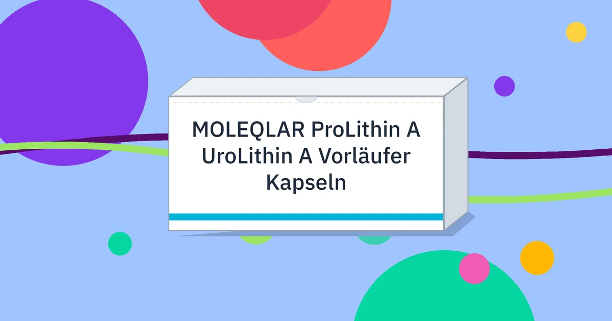 Symbolbild: Packung mit der Aufschrift MOLEQLAR ProLithin A UroLithin A Vorläufer Kapseln (PZN 20584316) – Verfügbarkeit und Bezug in Apotheken in Frankfurt am Main