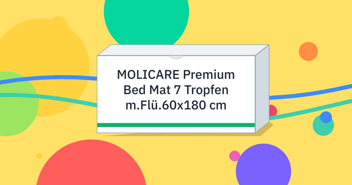 Symbolbild: Packung mit der Aufschrift MOLICARE Premium Bed Mat 7 Tropfen m.Flü.60x180 cm (PZN 16349897) – Verfügbarkeit und Bezug in Apotheken in Frankfurt am Main