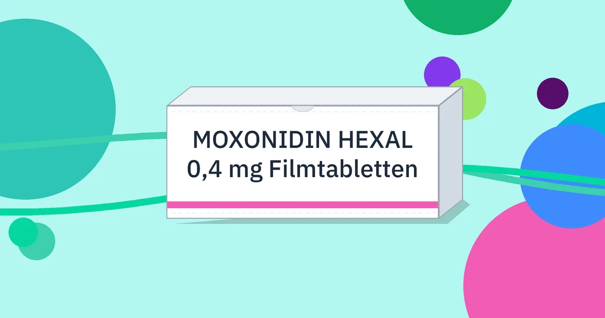 Symbolbild: Packung mit der Aufschrift MOXONIDIN HEXAL 0,4 mg Filmtabletten (PZN 00884418) – Verfügbarkeit und Bezug in Apotheken in Frankfurt am Main