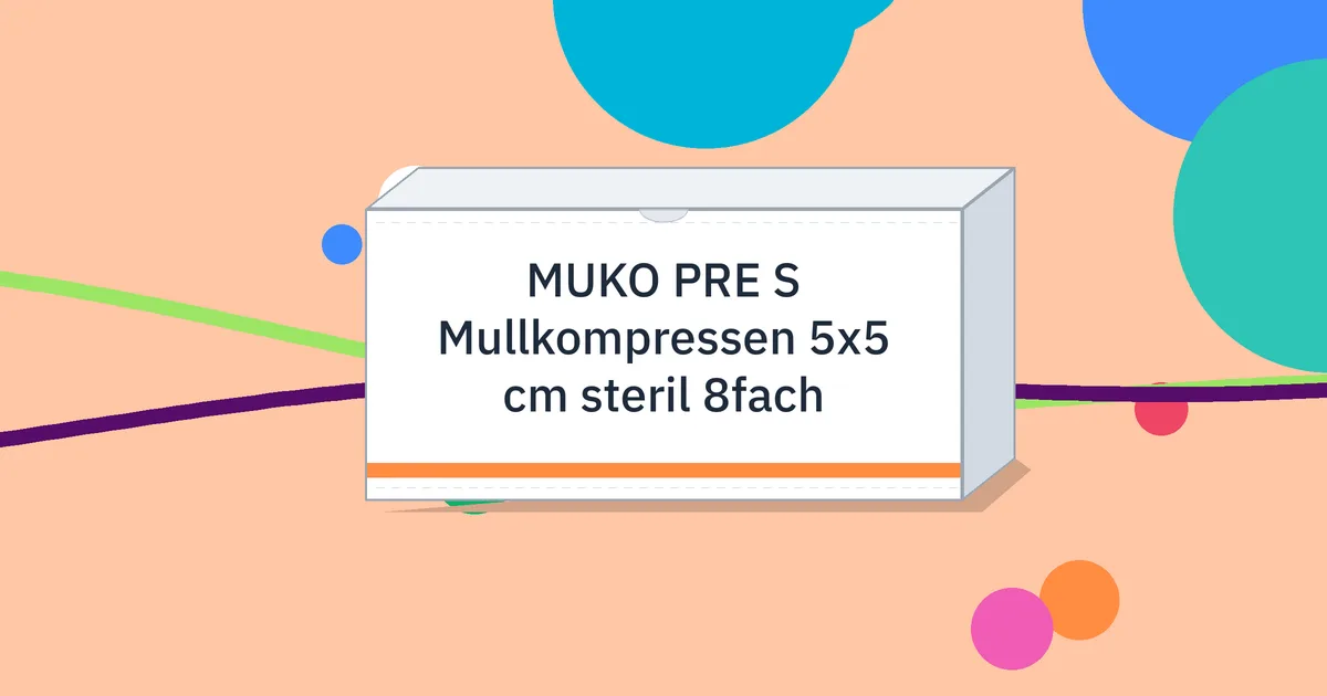 Symbolbild: Packung mit der Aufschrift MUKO PRE S Mullkompressen 5x5 cm steril 8fach (PZN 04453193) – Verfügbarkeit und Bezug in Apotheken in Frankfurt am Main