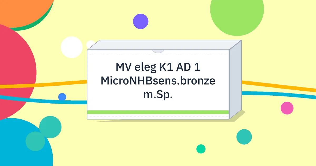 Symbolbild: Packung mit der Aufschrift MV eleg K1 AD 1 MicroNHBsens.bronze m.Sp. (PZN 15669677) – Verfügbarkeit und Bezug in Apotheken in Frankfurt am Main