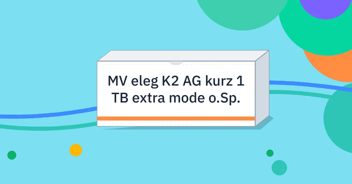 Symbolbild: Packung mit der Aufschrift MV eleg K2 AG kurz 1 TB extra mode o.Sp. (PZN 09879040) – Verfügbarkeit und Bezug in Apotheken in Frankfurt am Main