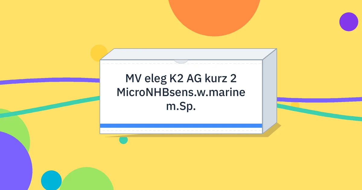 Symbolbild: Packung mit der Aufschrift MV eleg K2 AG kurz 2 MicroNHBsens.w.marine m.Sp. (PZN 15711770) – Verfügbarkeit und Bezug in Apotheken in Frankfurt am Main