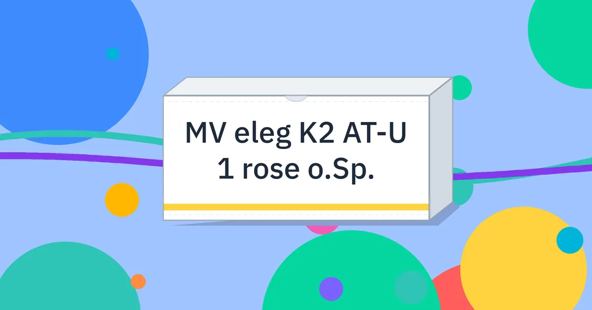 Symbolbild: Packung mit der Aufschrift MV eleg K2 AT-U 1 rose o.Sp. (PZN 15291032) – Verfügbarkeit und Bezug in Apotheken in Frankfurt am Main